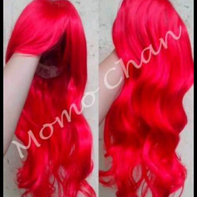 Red curl wavy wig long wig red wig synthetic wig red color wig | Shopee ...