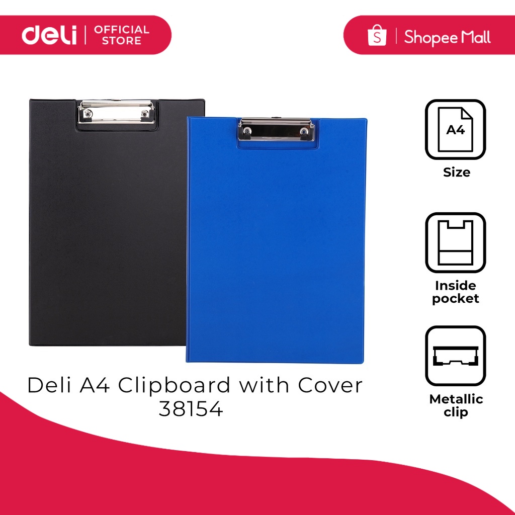 Deli 38154 File Organizer- A4 Clip Board with Cover (1PC) [752438154 ...