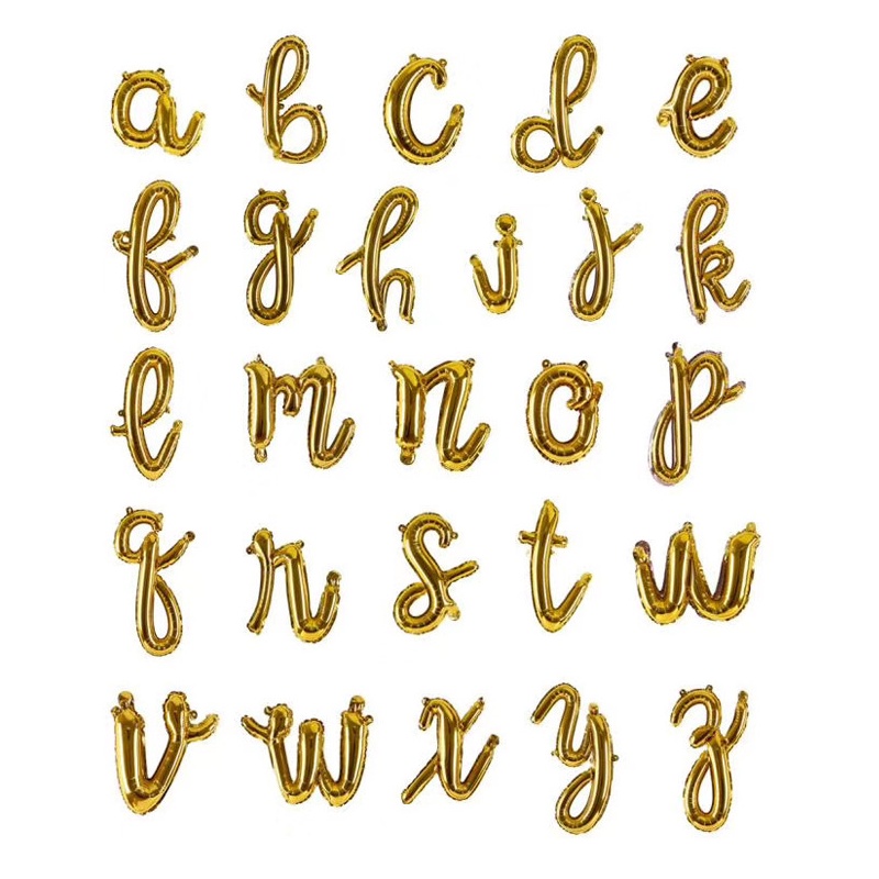 Gold Number Cursive Letters Symbols Balloons Air Helium Ball Birthday ...