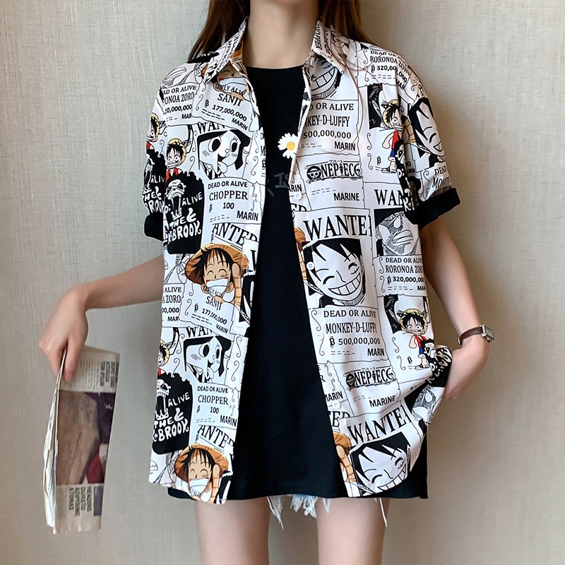 —korean—anime One Piece Polo Shirt Unisex Cartoon Print Shirt High