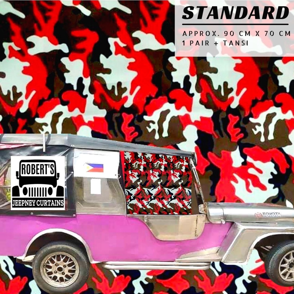 (Camouflage Red) Tricycle Owner Jeepney Curtain Trapal Sun and Rain ...
