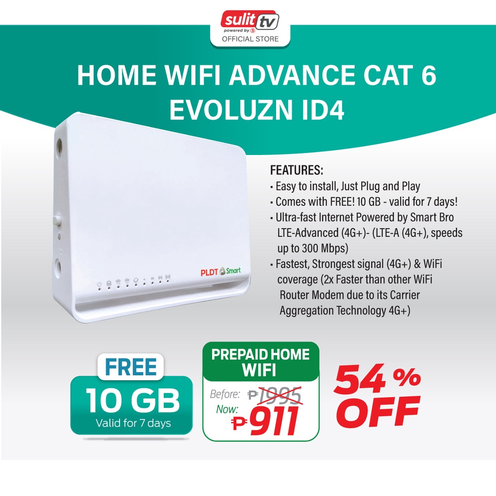 SMARTBRO HOME WIFI ADVANCED CAT 6 EVOLUZN ID4 | Shopee Philippines