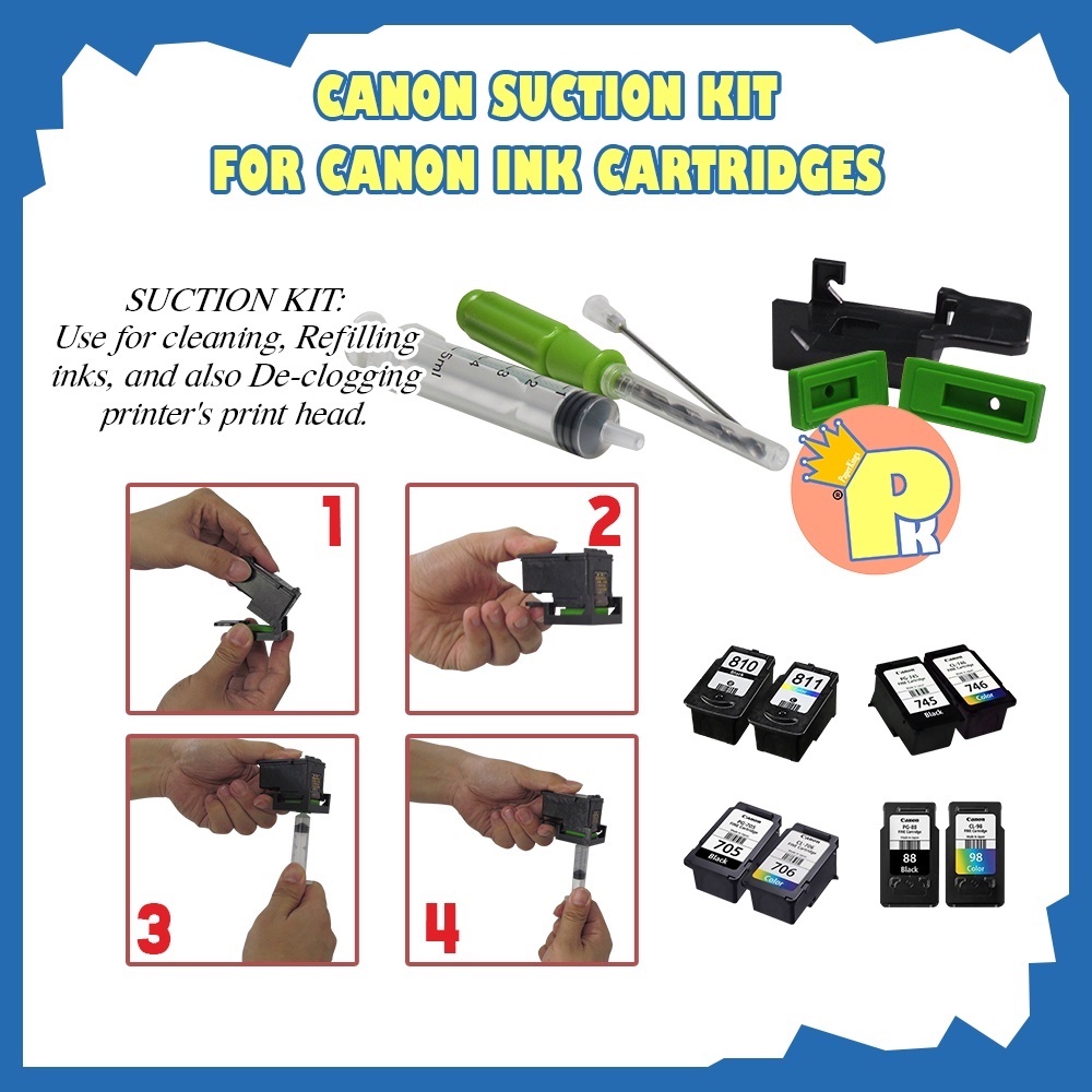 Canon Cartridge Cleaning Tool Ink suction kit 810 811 705 706 745 746 ...