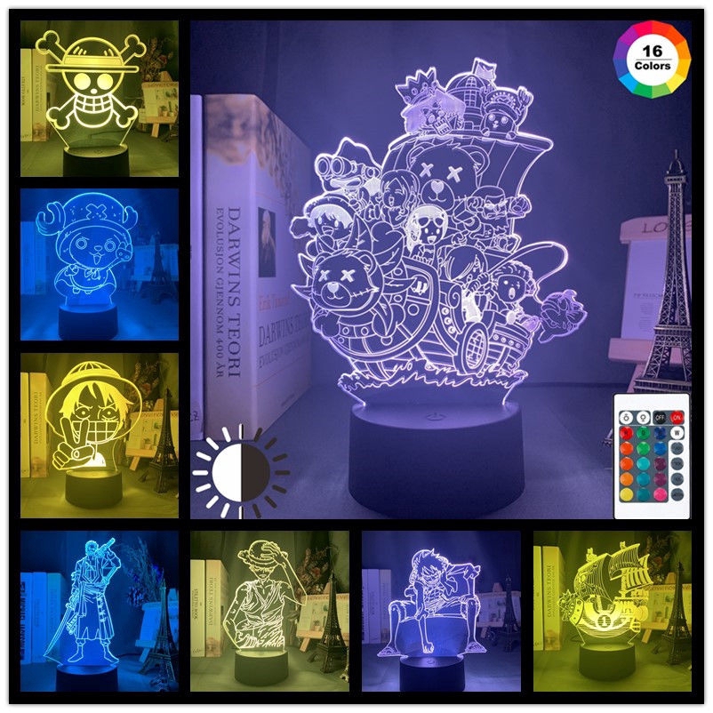 Anime one piece 3D Night Light LED Luffy Thousand Sunny Roronoa Zoro ...