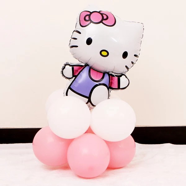 Hello Kitty Birthday Balloons Columns, Cake Table, Gift