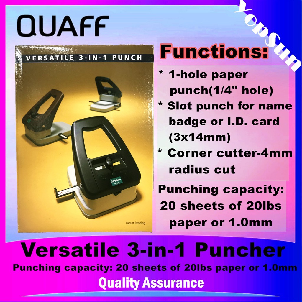 3 IN 1 Puncher ( OBLONG , CORNER , CIRCLE ) Quaff Brand | Shopee ...