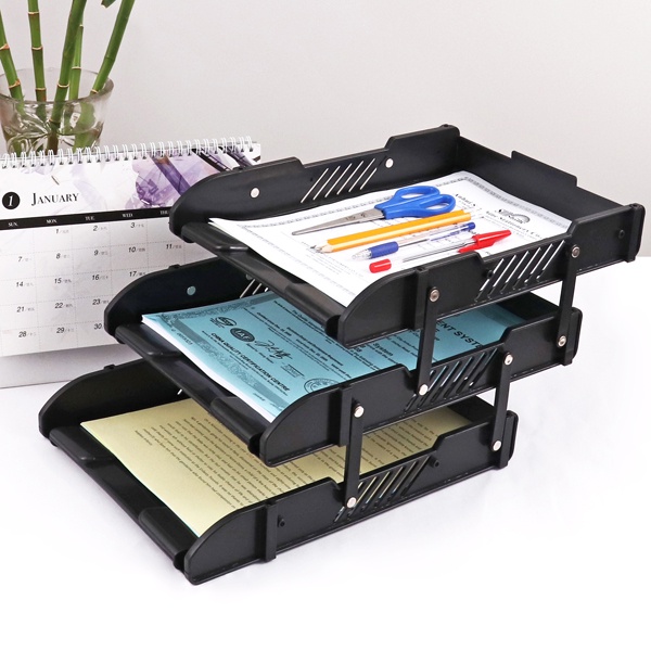 Office three-layer horizontal file rack / supplies file box | Shopee ...