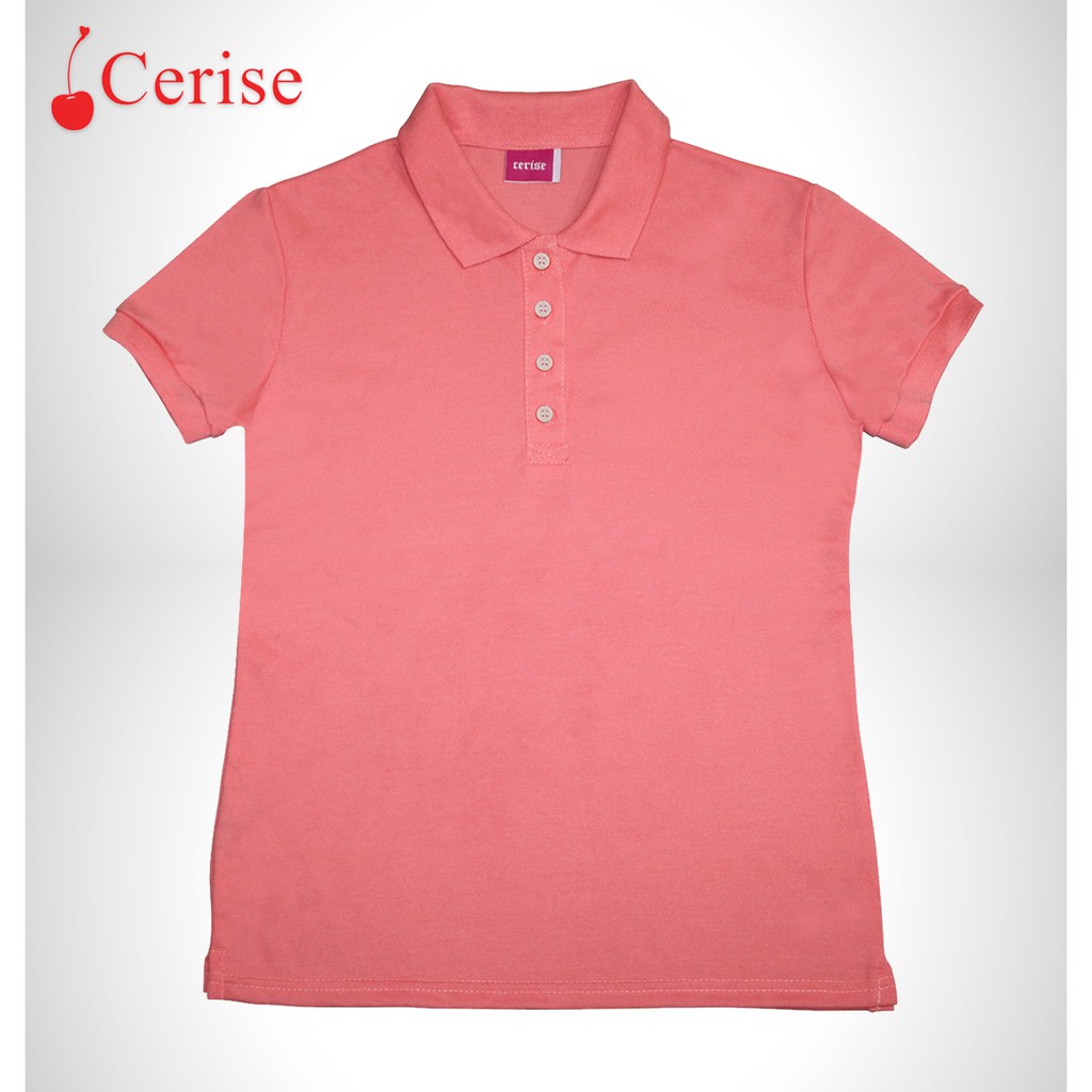 Cerise Women's Polo Shirt 4 Buttons (Peach Pink) | Shopee Philippines