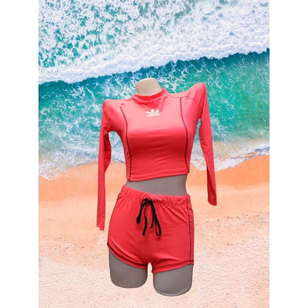 COLORED crop-top rashguard for women random chest logo print | Shopee ...