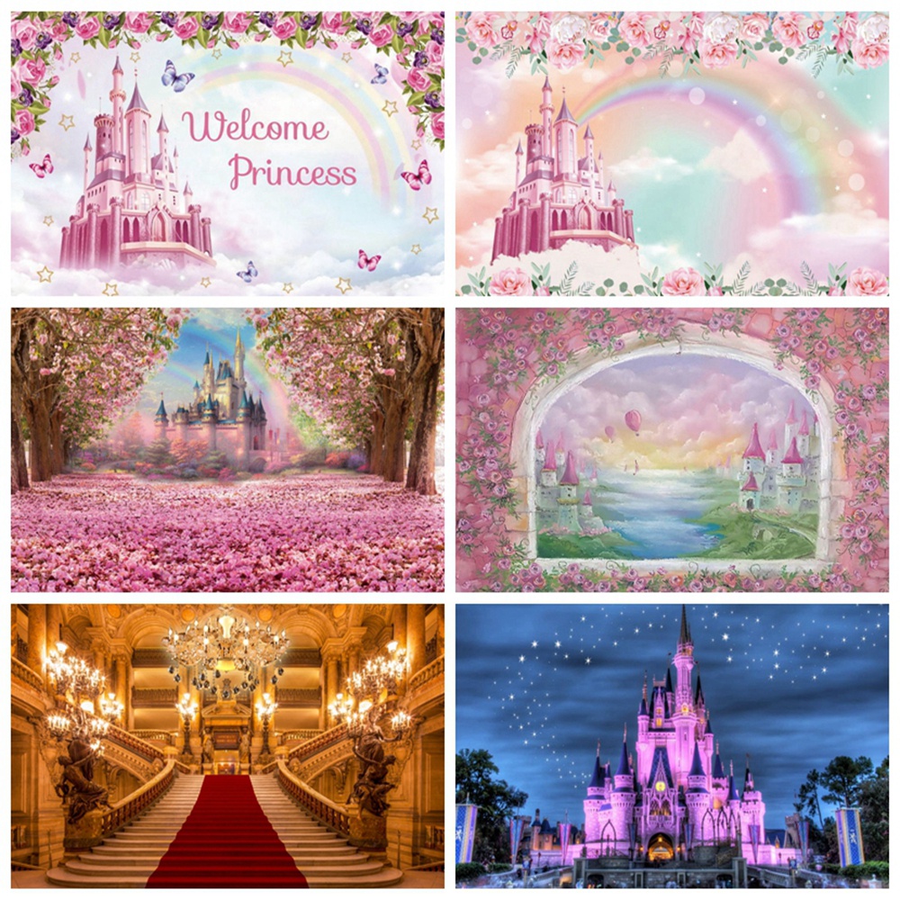 Fairy Tale Flower Wedding Party Backdrop Dreamy Princess Palace Castle ...