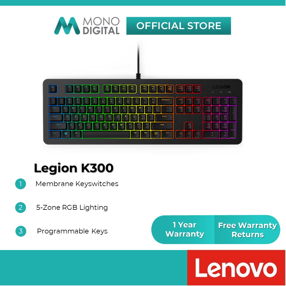 Lenovo Legion K300 RGB Gaming Keyboard - 5-Zone RGB Lighting ...