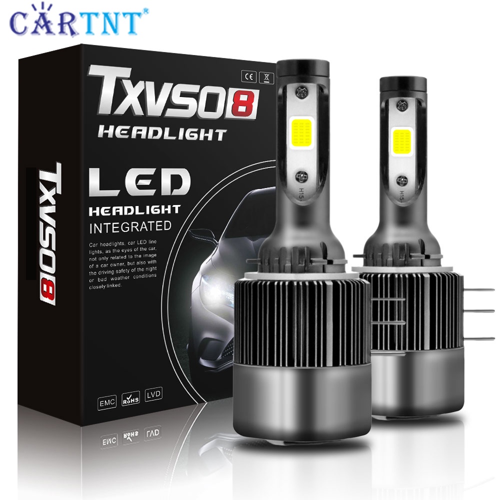 CarTnT 2PCS H15 Car Headlight Bulb LED 6000K White Running Lights 12V ...