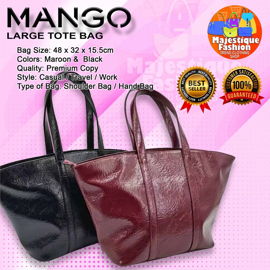 Mango Large Women Office Leather Tote Bag | Shopee Philippines