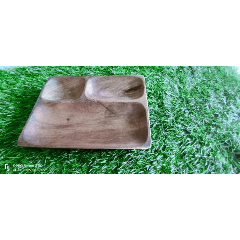 Wooden Square Plate Condiments Party Plates with compartments | Shopee ...
