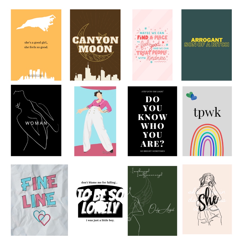 Harry Styles' TYPOGRAPHY WORD ART HD A4 Posters w/ FREEBIES | FINE LINE ...