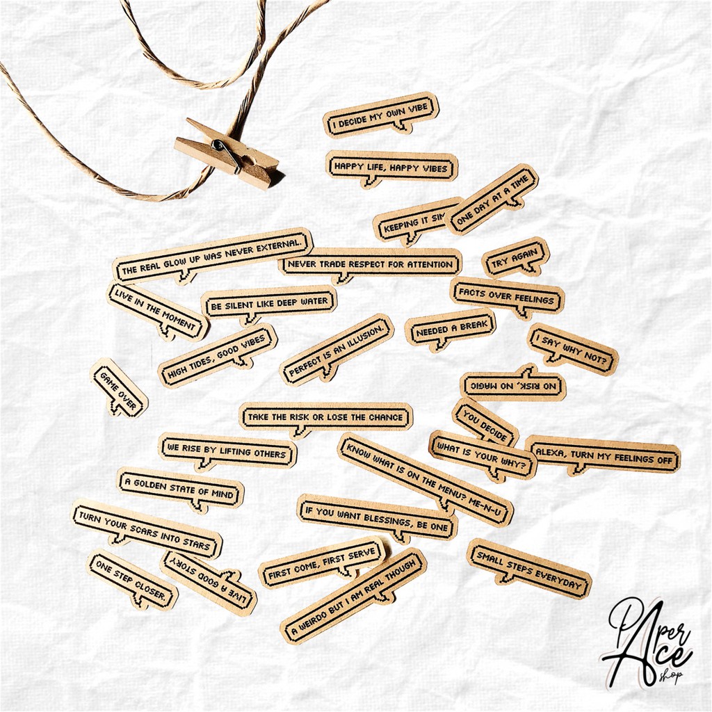 30 pcs. Pixel Random Texts Journaling Stickers| PaperAce | Shopee ...