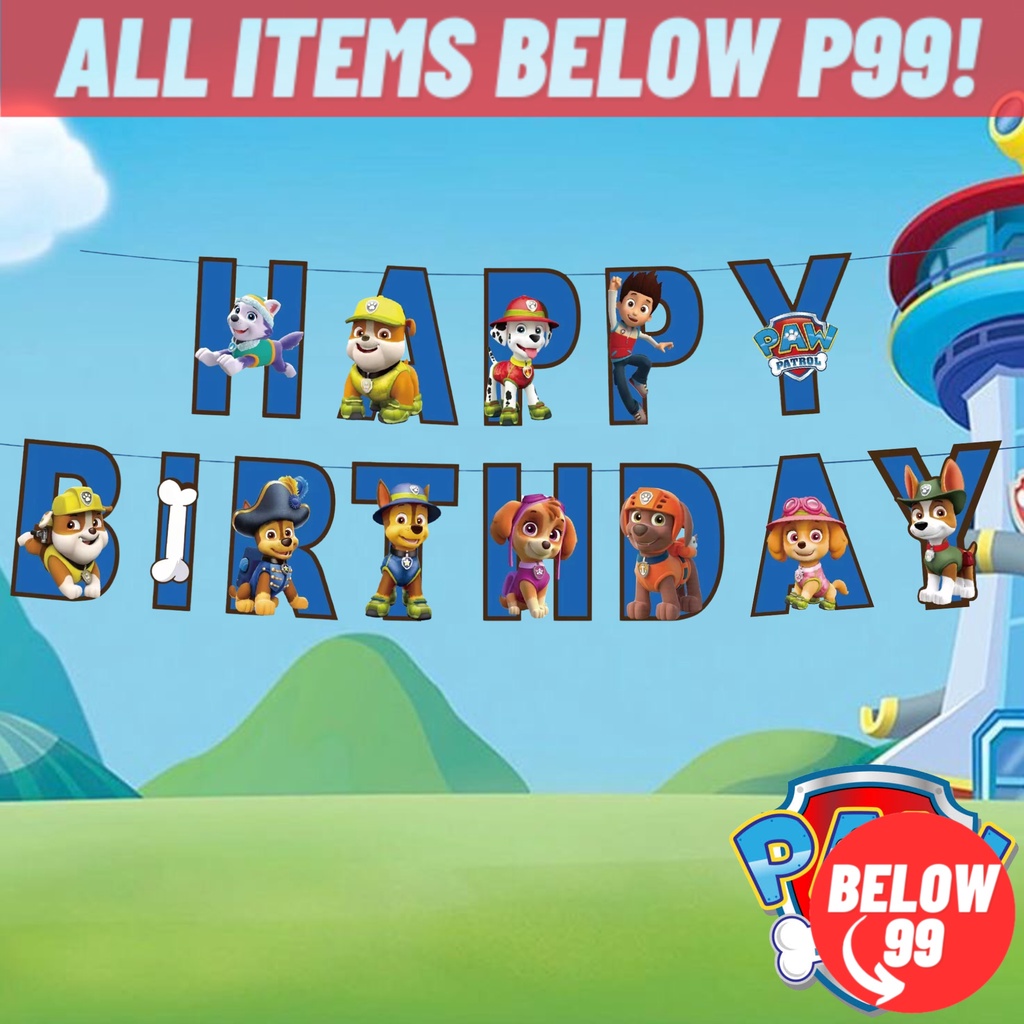 Paw Patrol Banner Paw Patrol Happy Birthday Banner Paw Patrol Theme ...