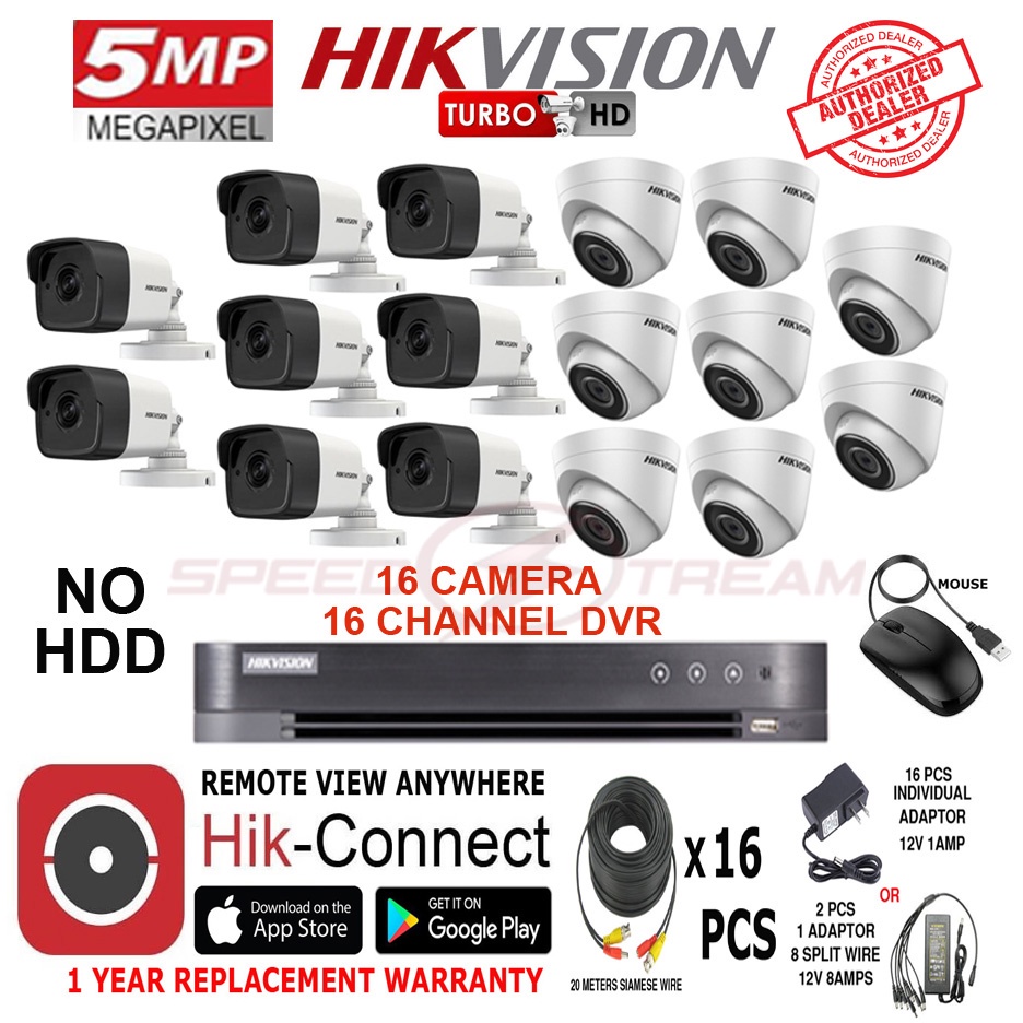 Hikvision 5MP 16 Camera 16 Channel DVR NO HDD Turbo HD CCTV Package ...