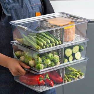 Refrigerator Food Organizer with Fruits Vegetables Keep Fresh Stackable ...