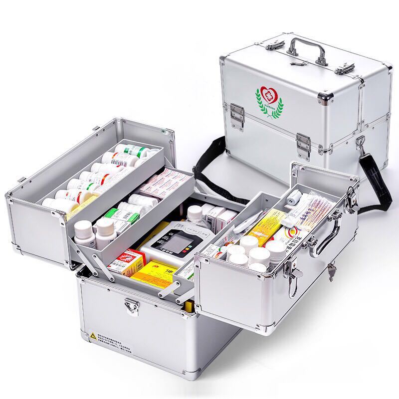 【Free shipping】3 Layer Home Medicine Box Aluminum Alloy Medical First ...