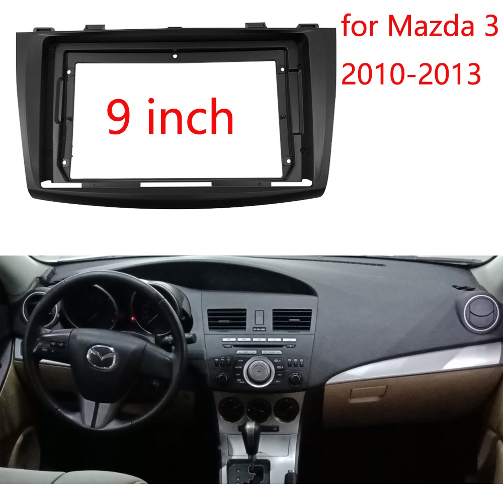 &BYNCG 2 DIN 9 Inch Radio Fascias for Mazda 3 2010-2013 Double Din DVD Stereo Panel Dashboard ...