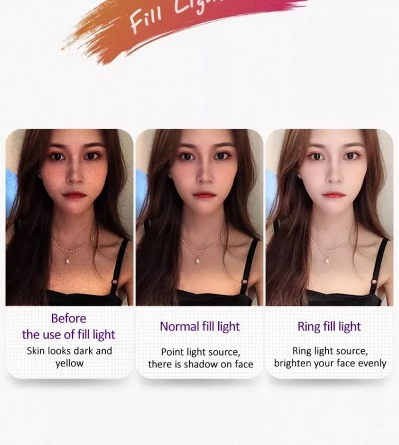 D8 Foldable LED Ring Light Live Broadcast Dimmable Stand with Ears ...