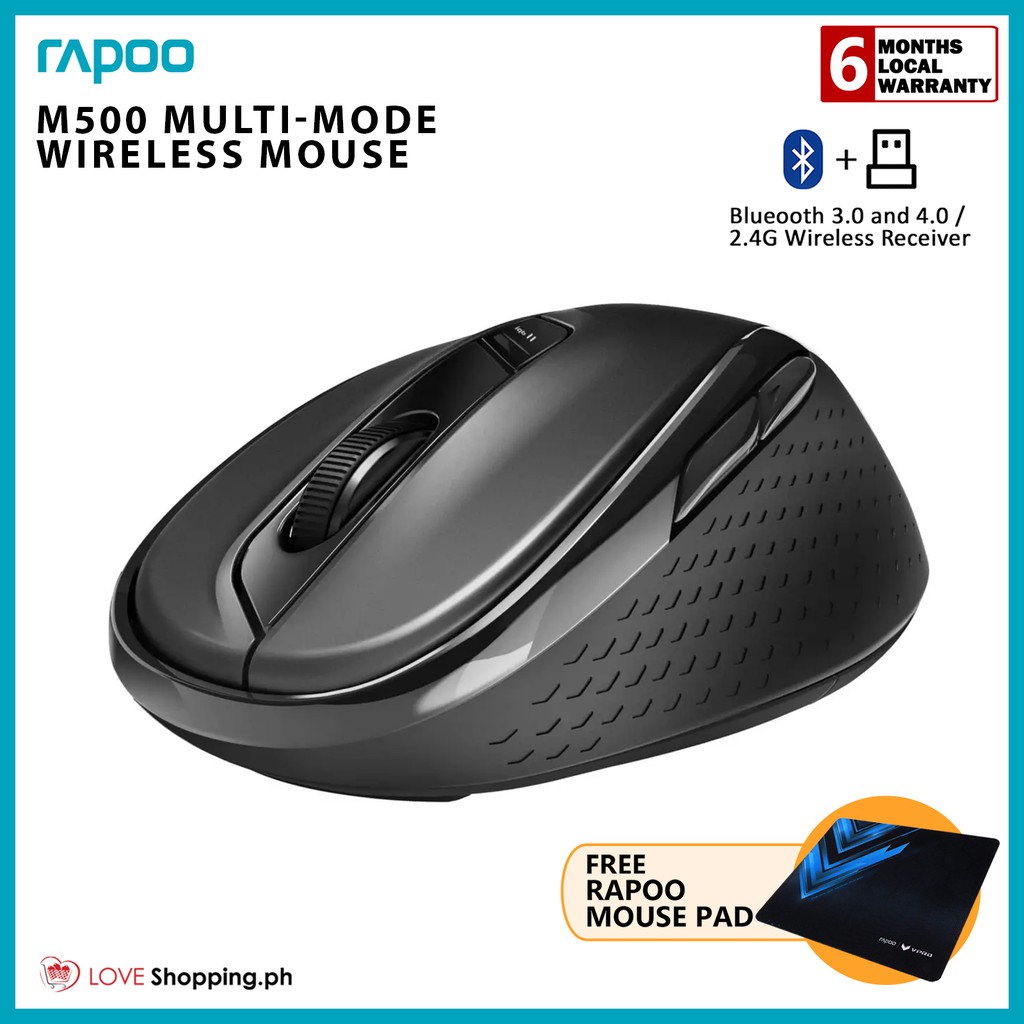 RAPOO M500 Silent Multi-Mode 2.4G And Bluetooth Wireless Mouse (BLACK ...