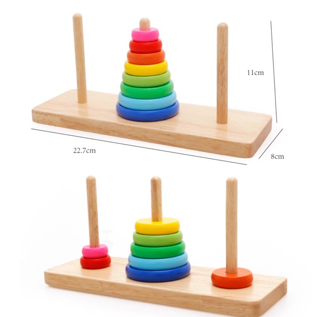 Wooden Tower of Hanoi Rainbow Blocks | Shopee Philippines