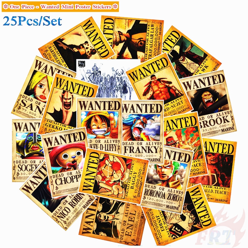 One Piece - Wanted Mini Poster Stickers 25Pcs/Set Anime Fashion DIY ...