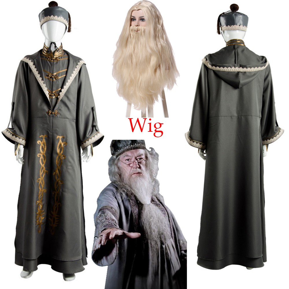 Movie Albus Dumbledore Cosplay Costume Robe Wig Mustache Dumbledore ...