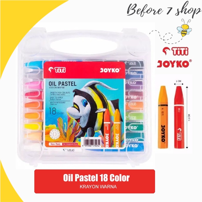 Titi JOYKO Crayons 18 Colors Oil Pastels 18W Oil Crayons Contents 18W ...