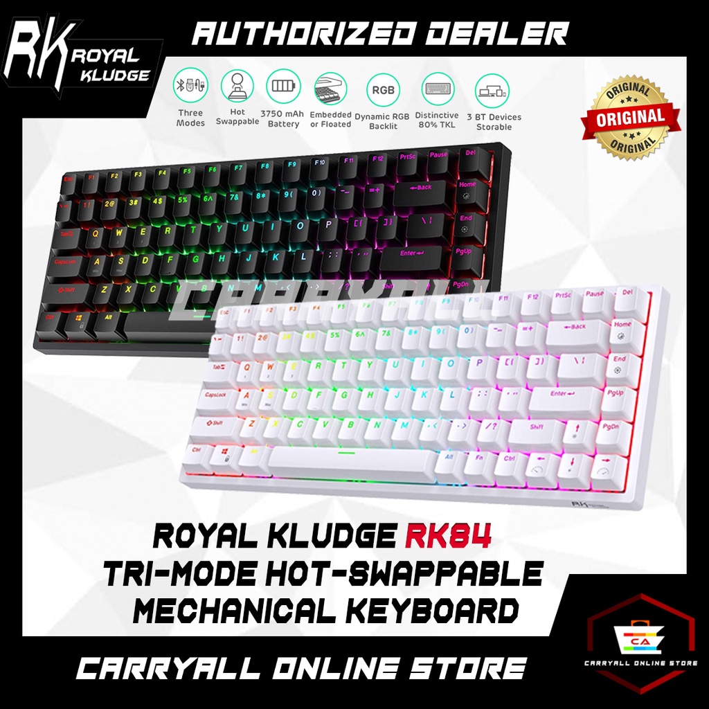 RK Royal Kludge RK84 Wireless Tri-Mode RGB 84-Keys Hot-Swappable ...