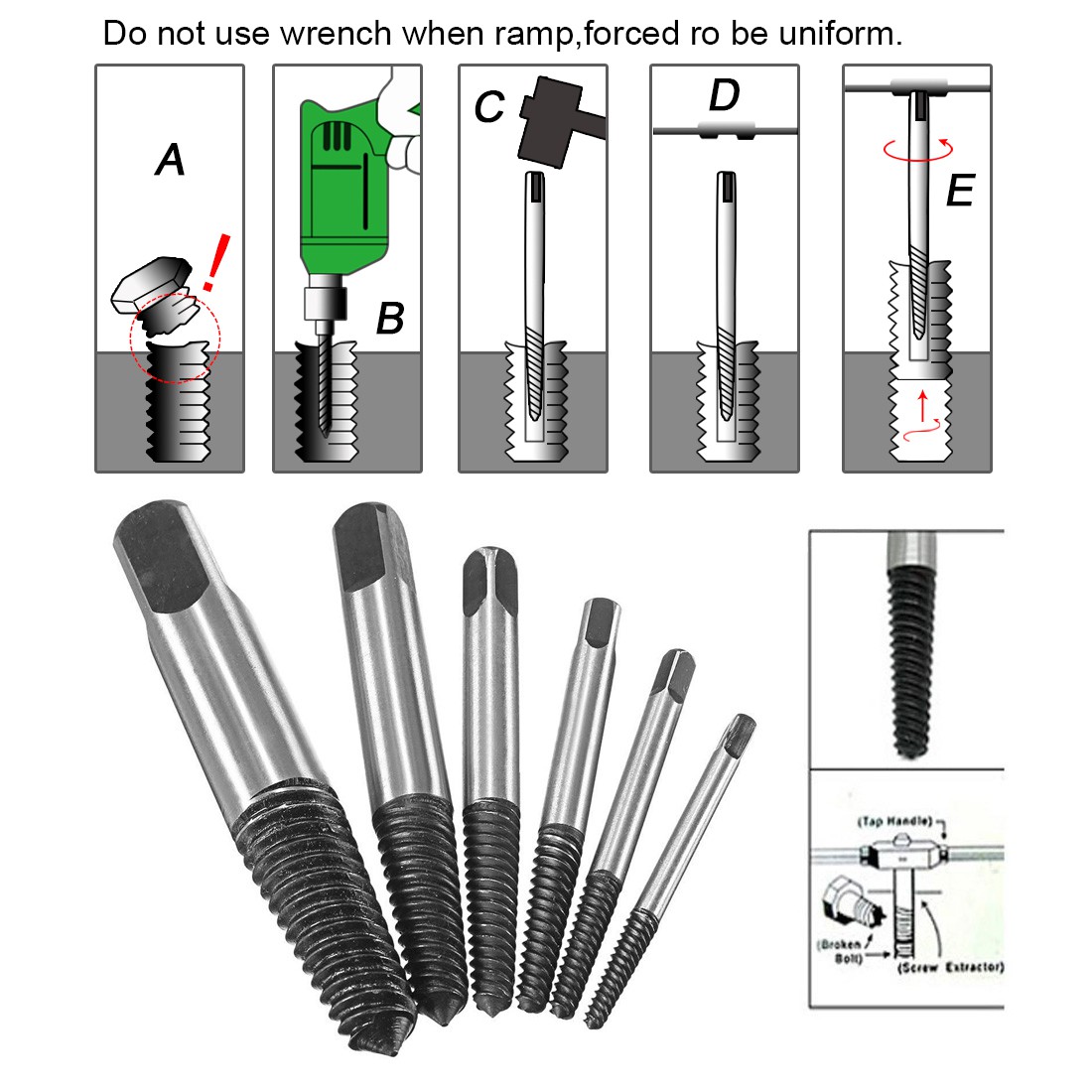 6Pcs Screw Extractor Set Drill Bits Bolt Remover | Shopee Philippines