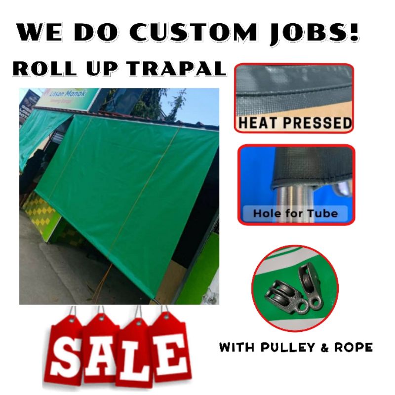 (6ft x 12ft) ROLL UP ROLL DOWN WITH PULLEY AND ROPE TRAPAL LONA ...
