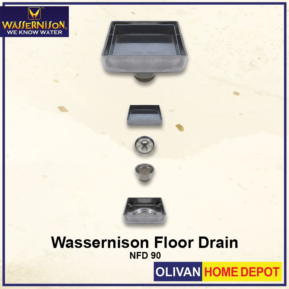 WASSERNISON Heavy Duty Stainless Steel Floor Drain Square NFD 90 ...