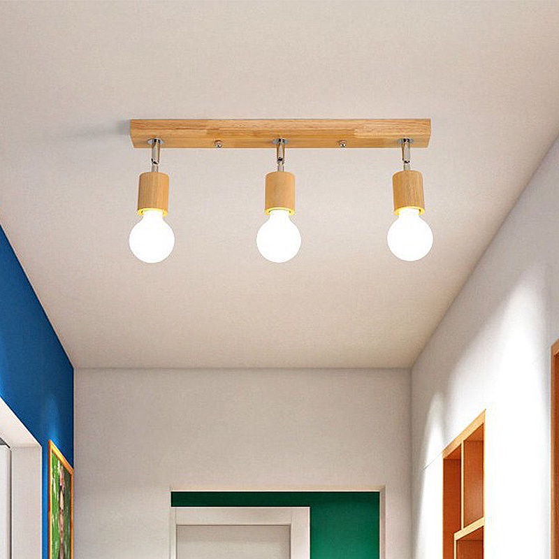 Nordic Wood Track Light Modern Creative Surface-Mounted led Ceiling ...