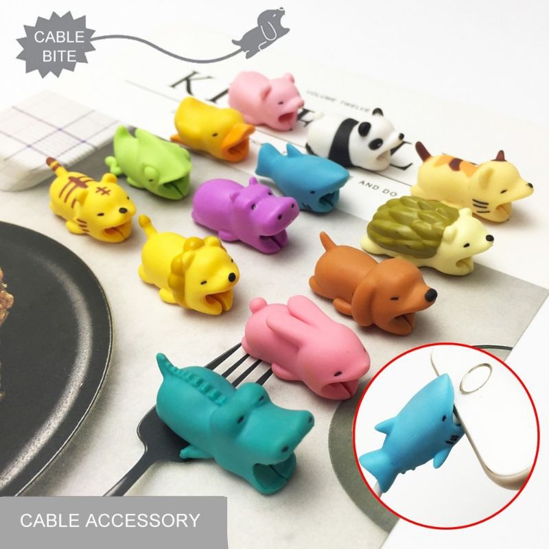 Charger Bite Cartoons Animal Bite Cable Data Protector | Shopee Philippines
