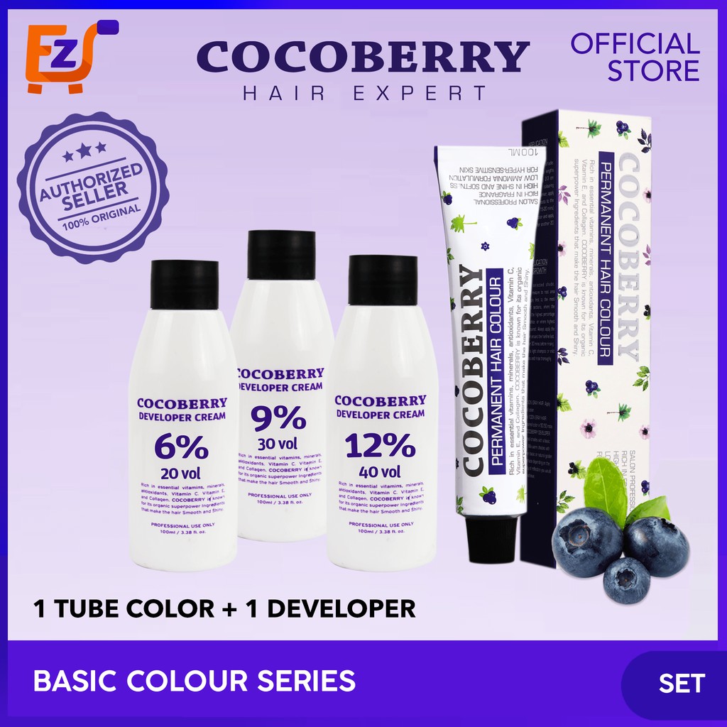 EZ DEAL Cocoberry Permanent Hair Colour Basic Color Series w/ Developer ...