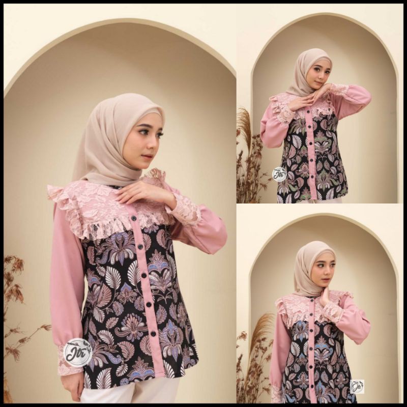 Modern BATIK Blouse Long Arm || Batik Blouse Women Combination MOSCREPE ...