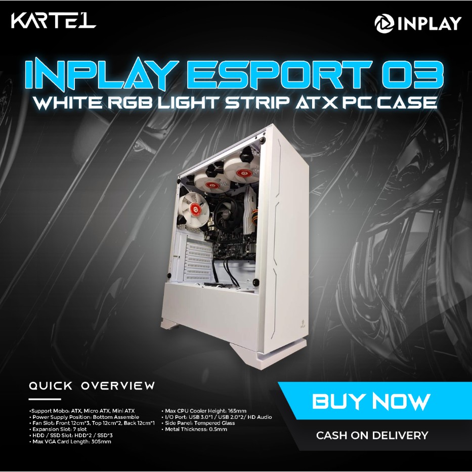 INPLAY ESPORTS03 WHITE Tempered Computer Gaming PC Case with RGB ...