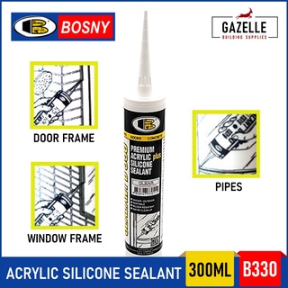 Bosny Premium Acrylic Plus Silicone Sealant B330 300ml Paintable Prosil ...