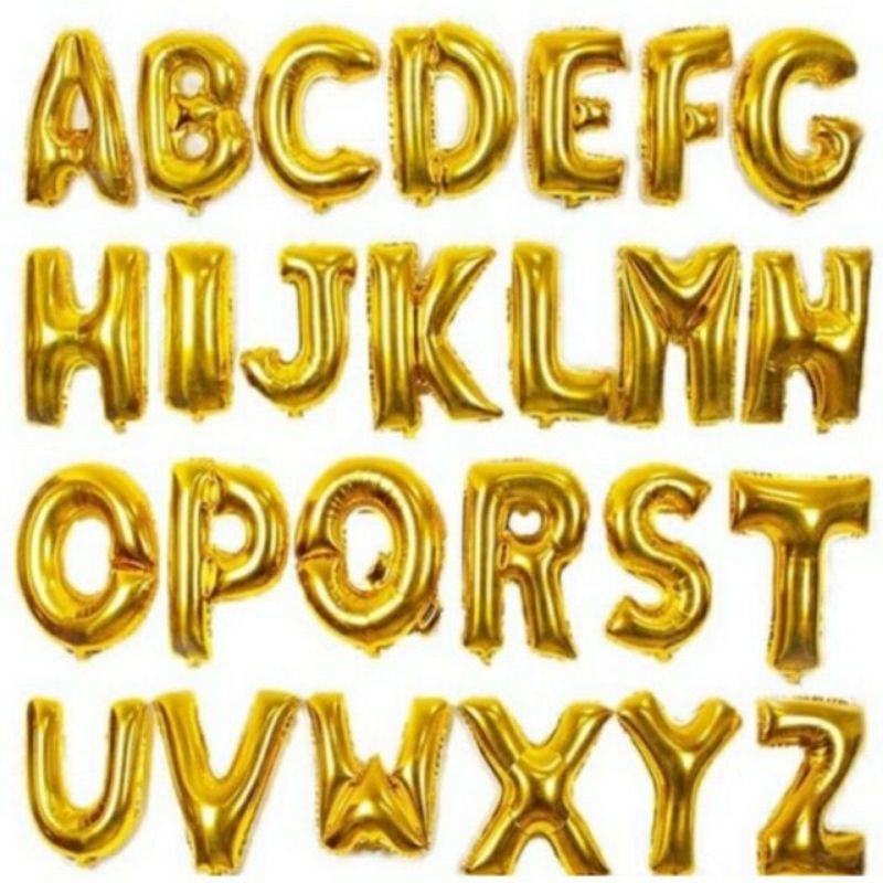 gold letter foil balloons 16" letter and numbers foil balloon | Shopee ...