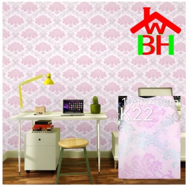 BHW Wallpaper Self Adhesive Elegant Design Color Pink PVC Waterproof ...