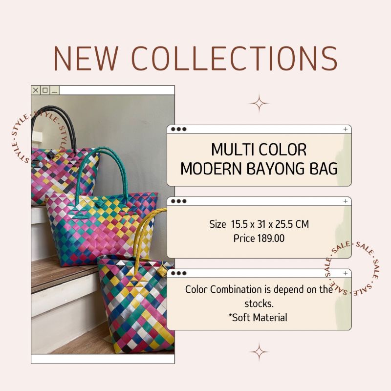 multi color soft material bayong bag medium | Shopee Philippines