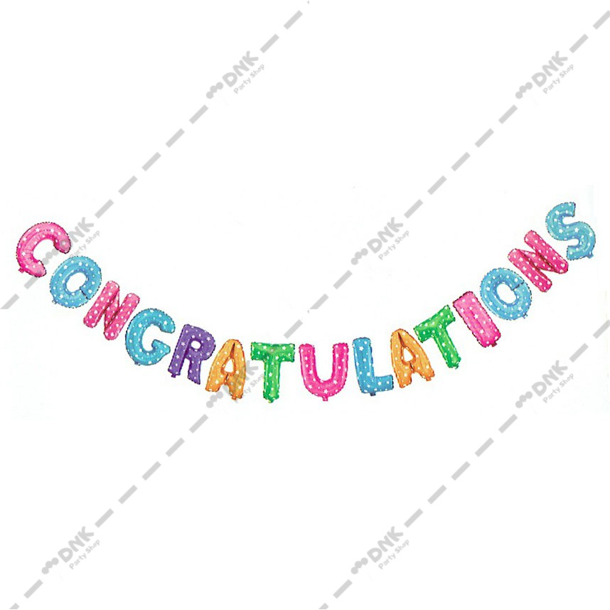 Letter Foil Balloon Mylar Set CONGRATULATIONS Assorted Colorful Polka ...
