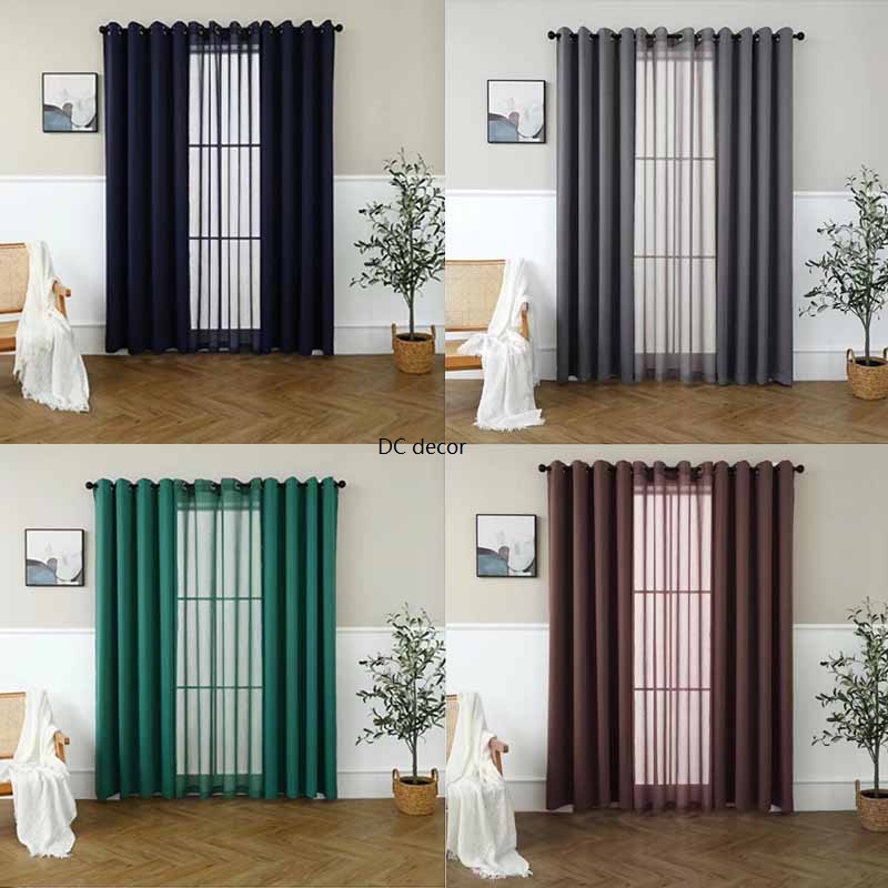 DCdecor 3 in 1 Set Blackout Curtain for Window Bedroom(2pcs Blockout ...