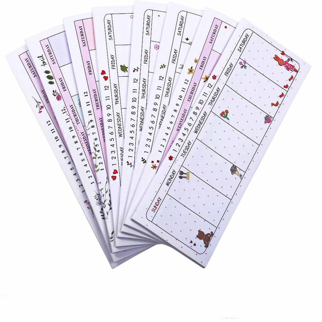 Self-Adhesive Tabs Memo Weekly Plan Pad Sticky Note Kawaii Paper ...