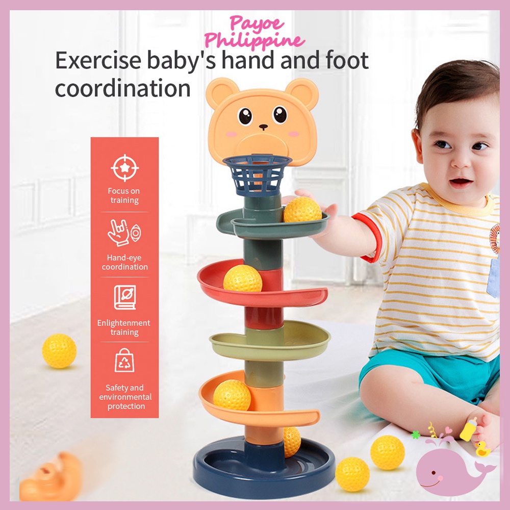 PAYOE Baby Toys Fun Track Slide Ball Tower Shooting Stacks of High Baby ...