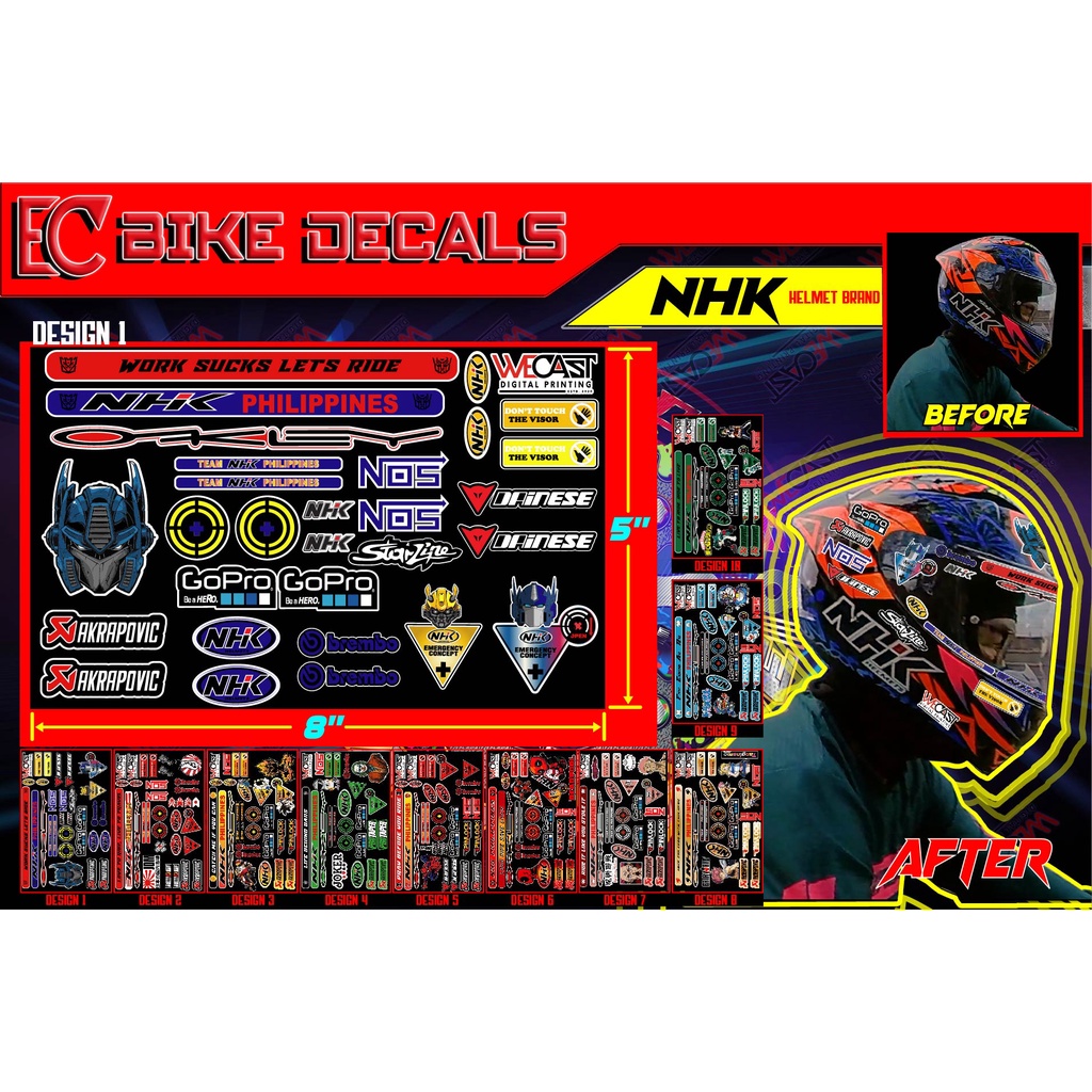HELMET DECALS - NHK | Shopee Philippines