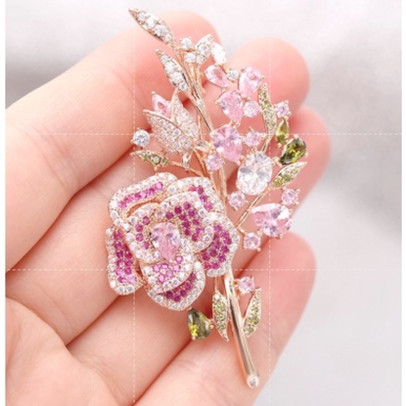 Luxury Pink Zircon Brooch for Women Fashion Flower Brooches Pins Colorful Crystal Sunflower ...